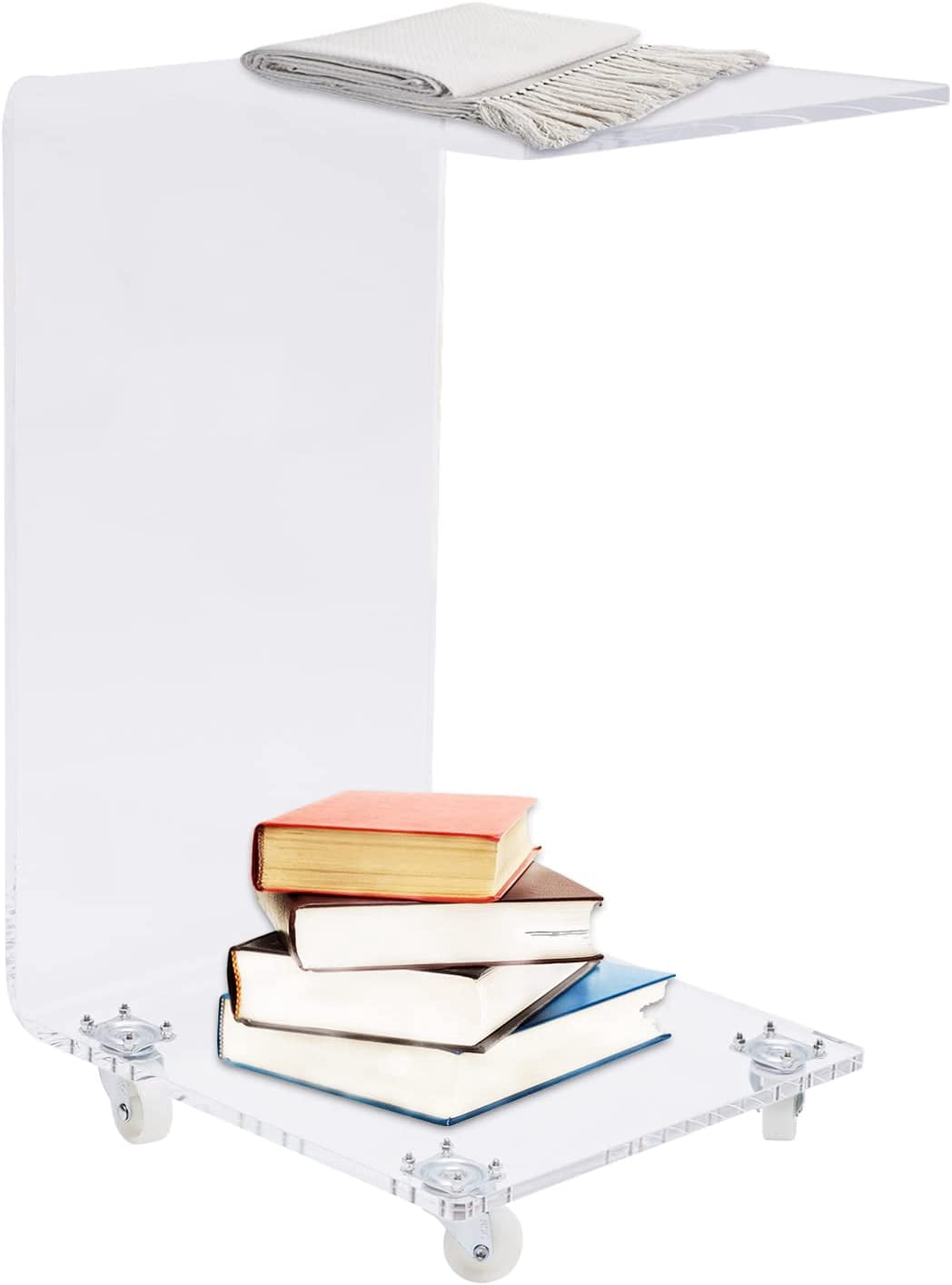 Modern Clear Acrylic Sofa Side Table Transparent C Shape Removable ...