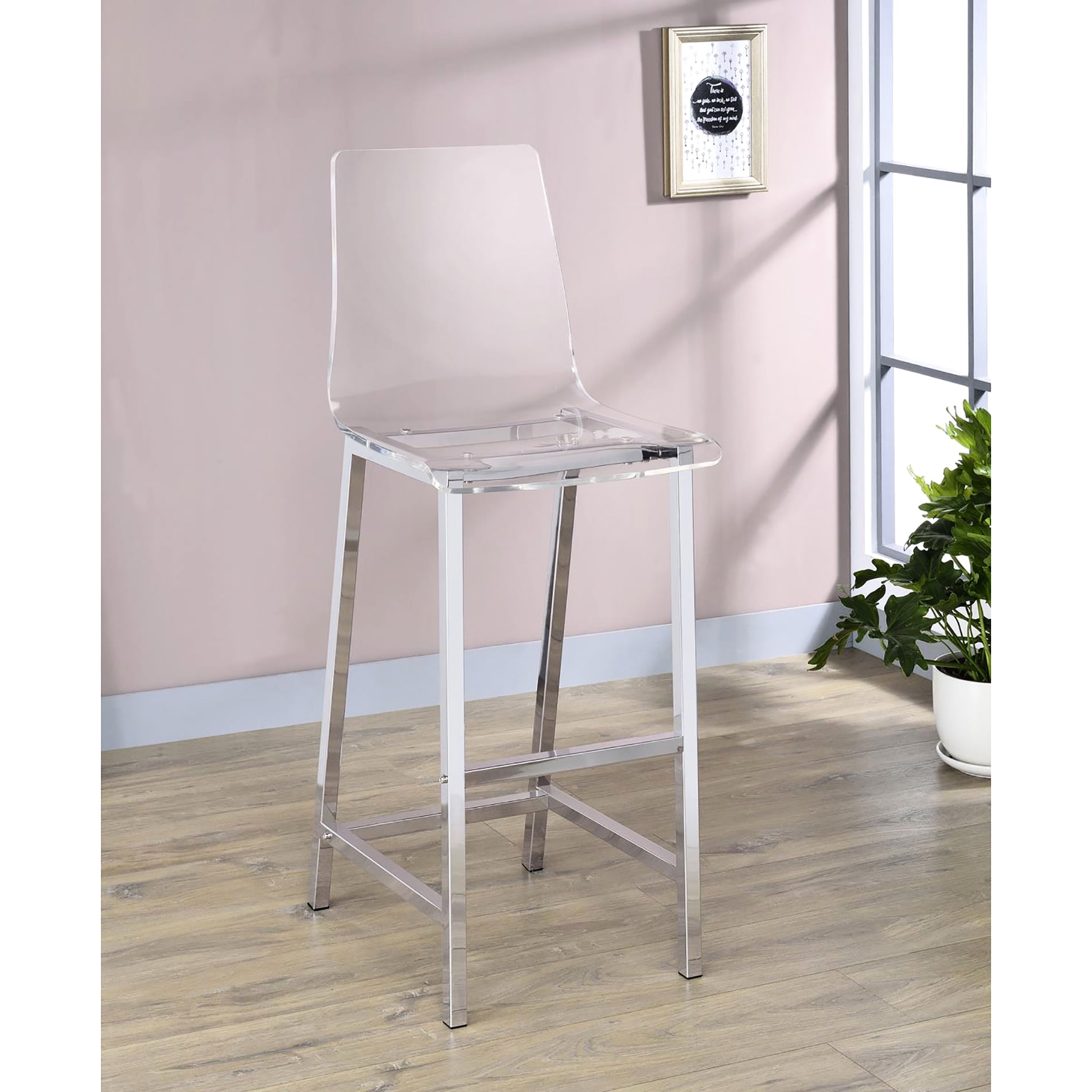Modern Clear And Bar Stools (pair). Sleek Comfortable Seating Option ...