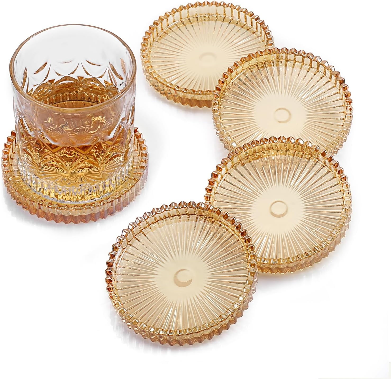 Modern Clear Coaster- Glass Coasters for Drinks Crystal Coasters Round ...