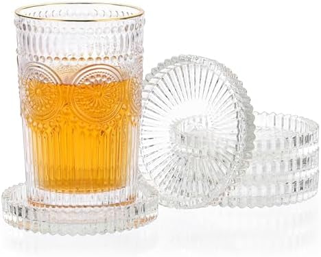 Modern Clear Coaster Set of 5- Glass Coasters for Drinks Crystal ...