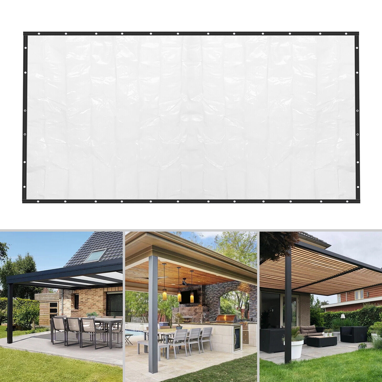 Modern Clear Vinyl Tarp for Patio, Outdoor Clear Tarp Curtain, PVC ...