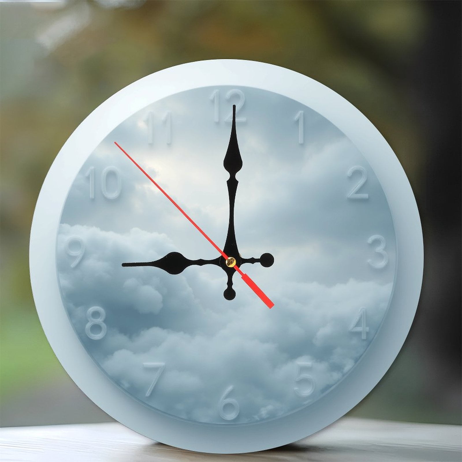 Modern Cloud Wall Clock 10-Inch Silent Wooden Wall Clock, Battery ...