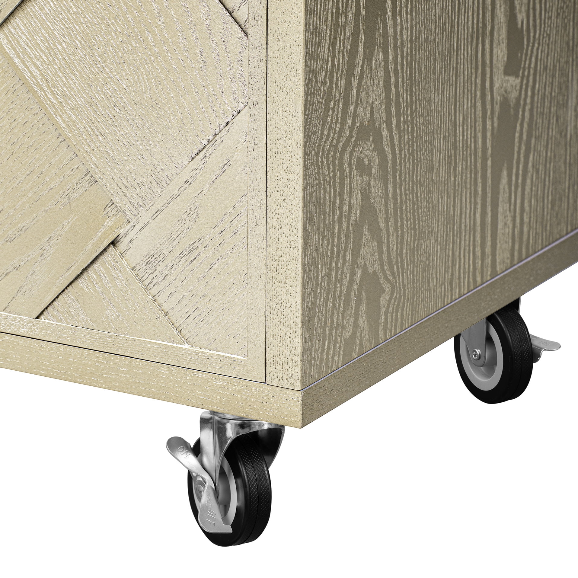 Modern Coastal Kitchen Cart With Ash Veneer, Drop Leaf & Movable Wheels ...