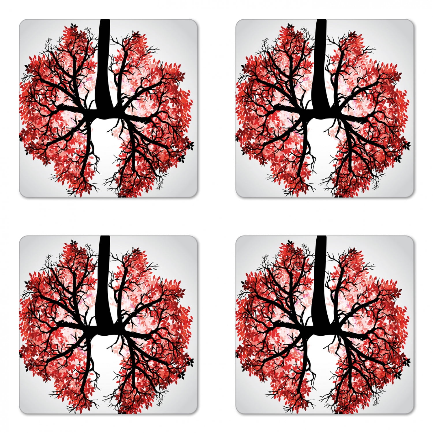 Modern Coaster Set of 4, Eco Environment Themed Human Lung Shaped ...