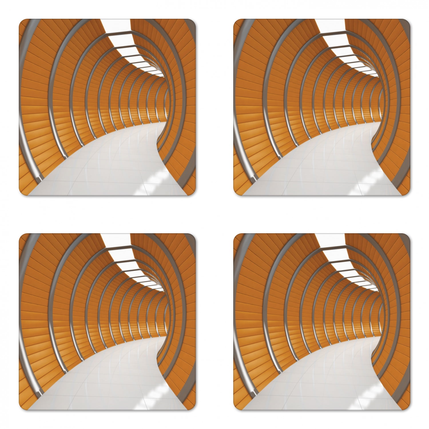 Modern Coaster Set of 4, Pattern of Modern Long Corridor Contemporary ...
