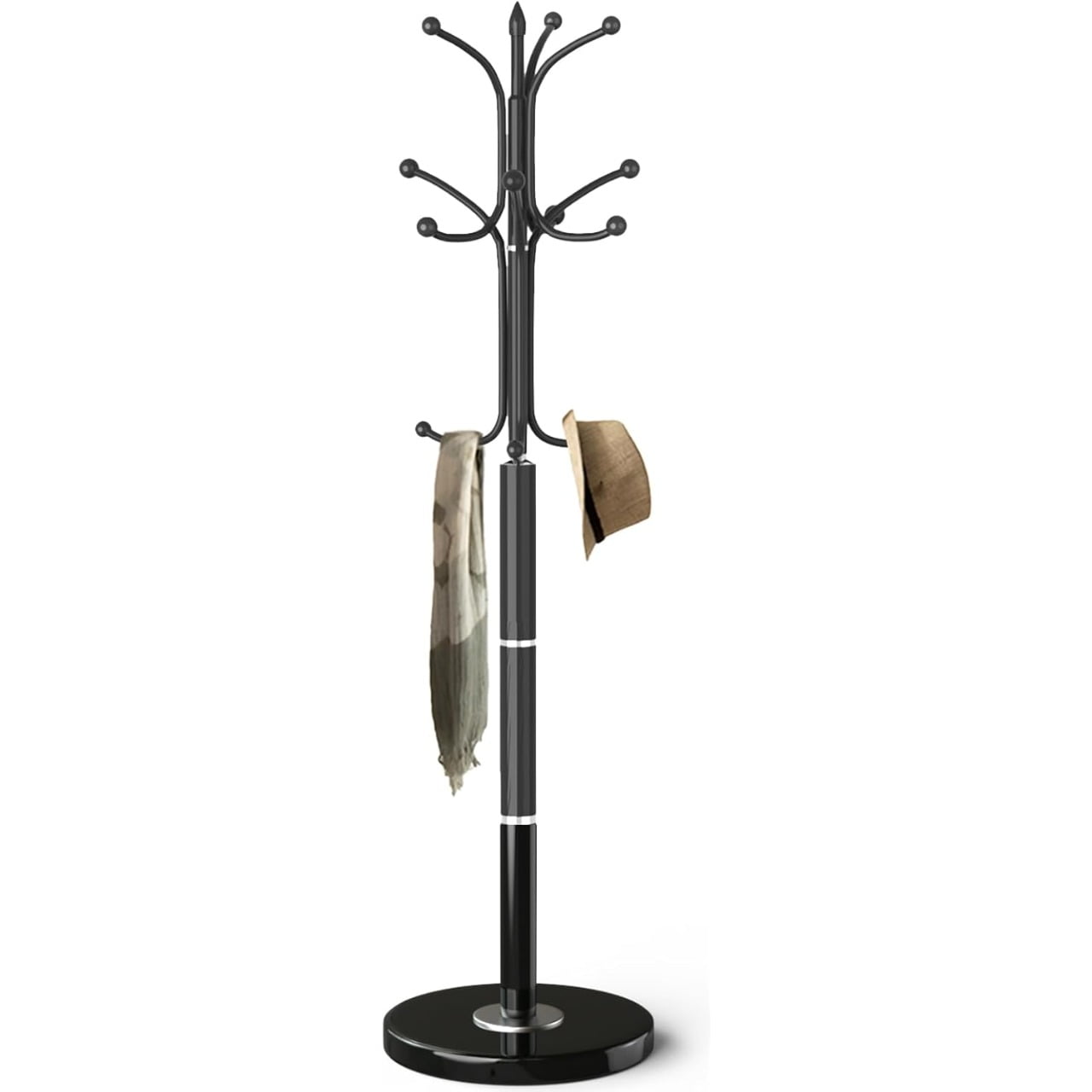 Modern Coat Rack with Natural Marble Base, Metal Coat Rack Freestanding ...