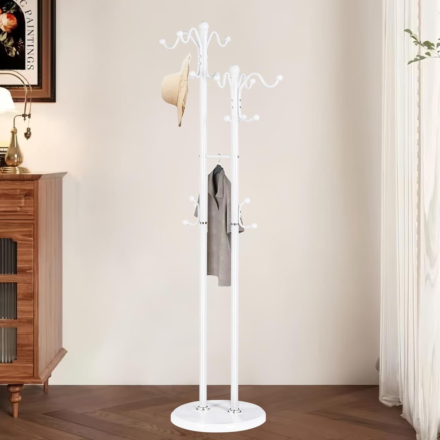 Modern Coat Rack with Natural Marble Base, Metal Coat Rack Freestanding ...