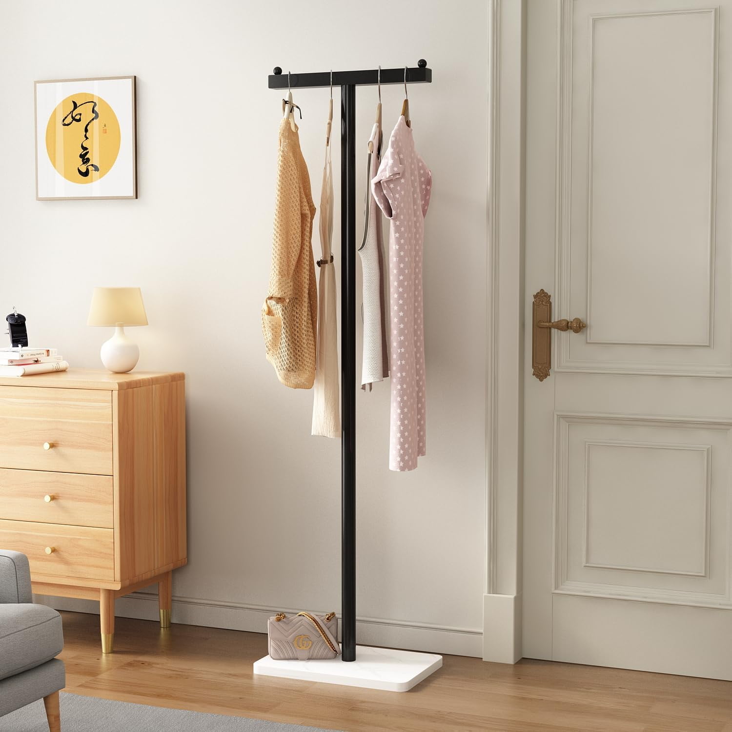 Modern Coat Racks with Marble Base Heavy Duty Clothes Rack Metal Coat ...