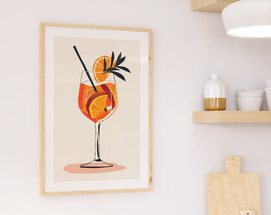 Modern Cocktail Illustration: Aperol Spritz Poster Cocktail Art Aperol ...