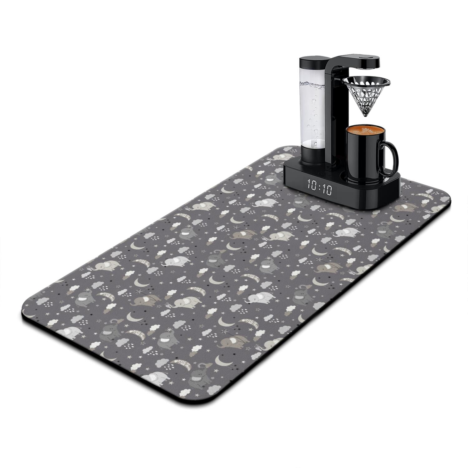 Modern Coffee Maker Mat - Quick Dry Absorbent Mat - Abstract Elephant ...