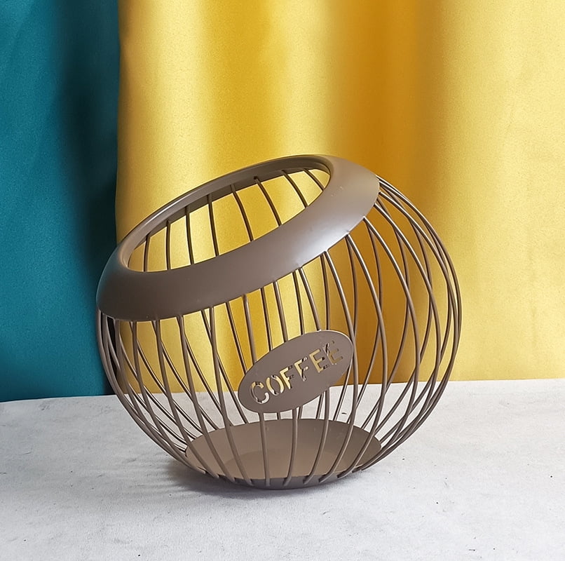 Golden Coffee Pod Holder and Fruit Storage Basket Iron Kitchen ...