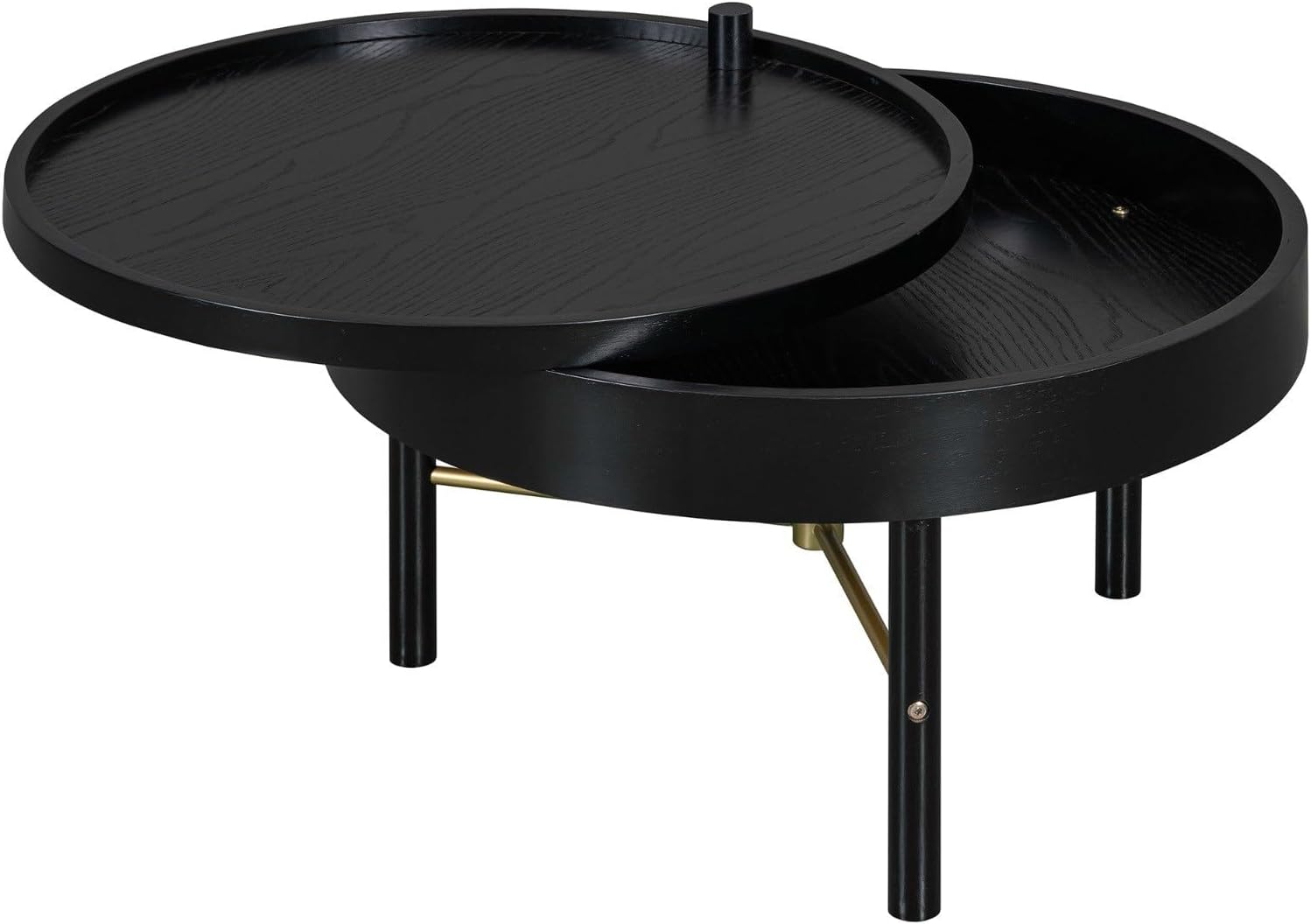 Modern Coffee Table with 360° Rotating Top and Hidden Storage ...