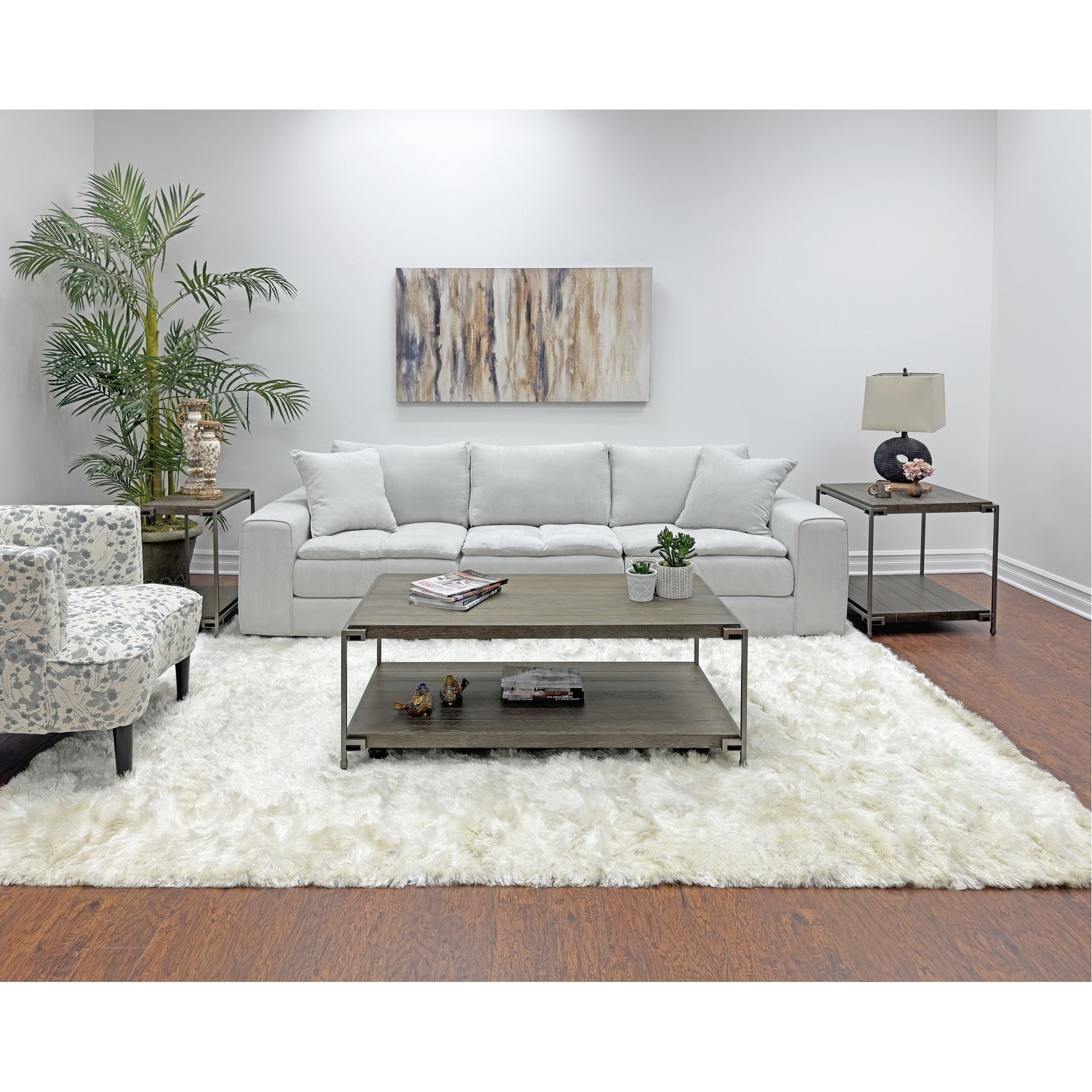 Modern Coffee Table And End Tables , Aged Graphite, Hardwood Solid ...