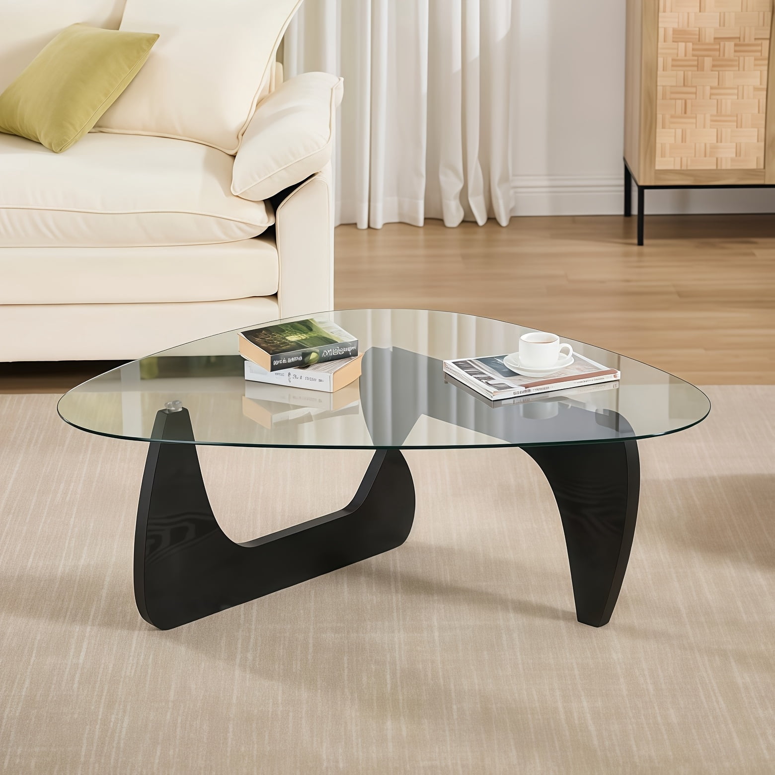 Modern Coffee Table with Irregular Wood Base, Contemporary Chinese ...