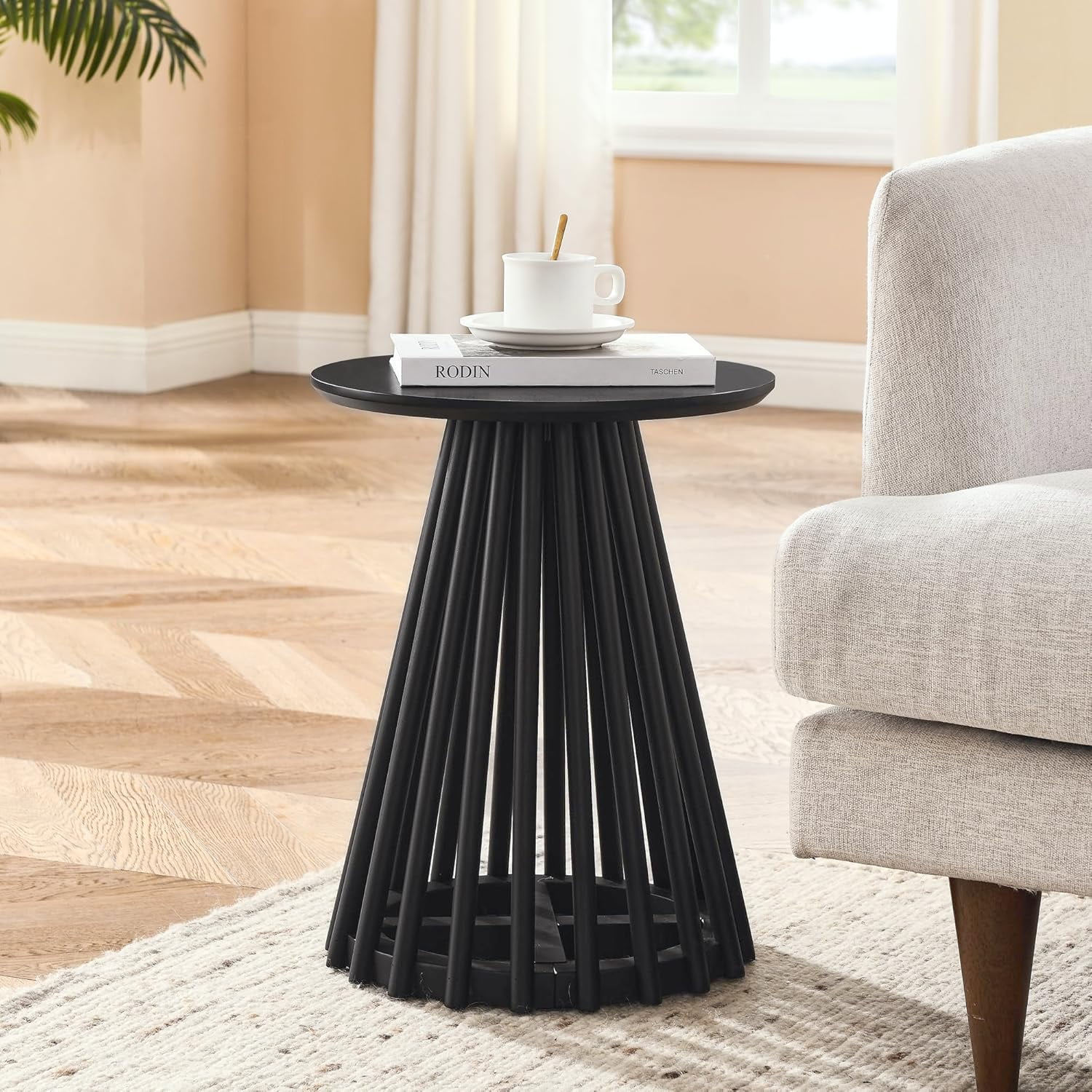 Modern Coffee Table Round Center Table Side Table, Nordic Style Solid ...