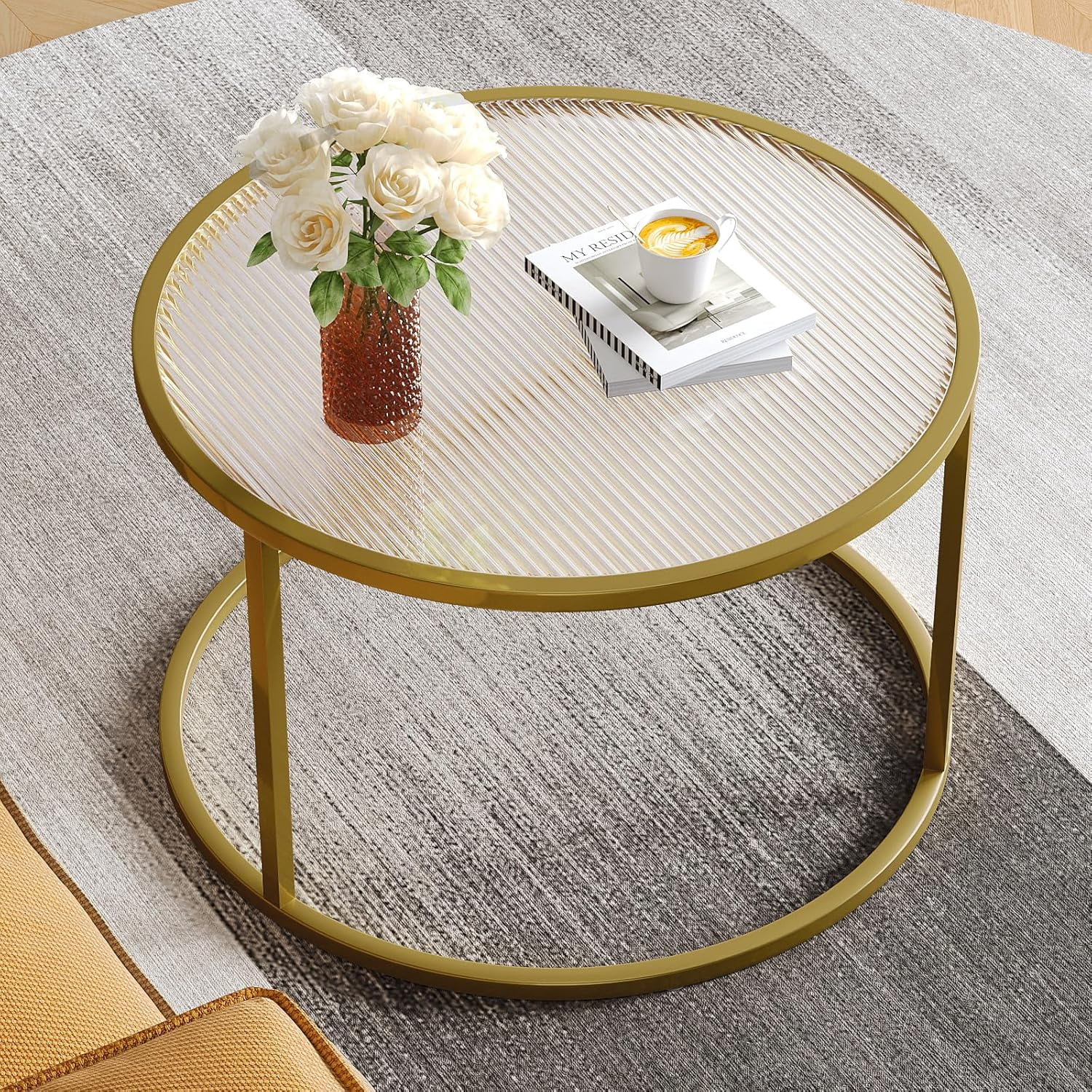 Modern Coffee Table Round Glass Coffee Tables for Large or Small Space ...