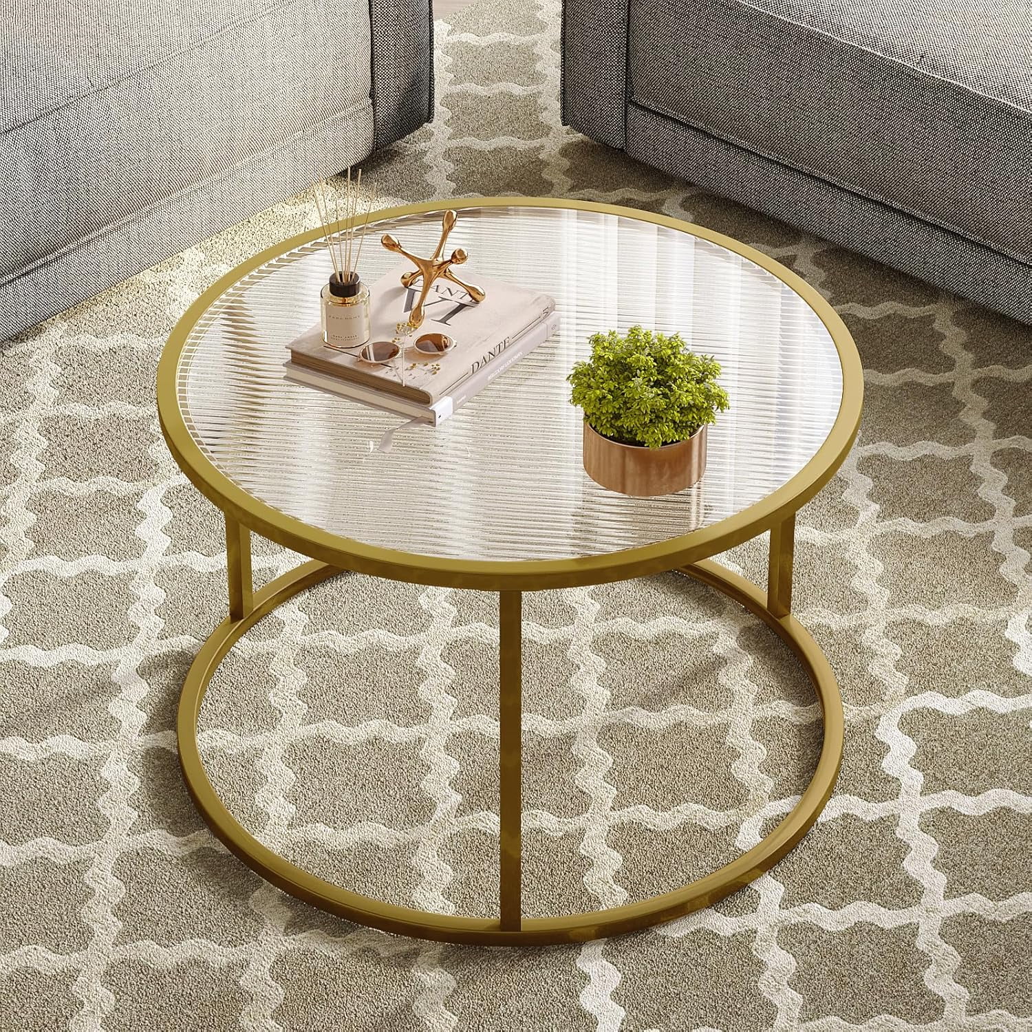 Modern Coffee Table Round Glass Coffee Tables for Large or Small Space ...