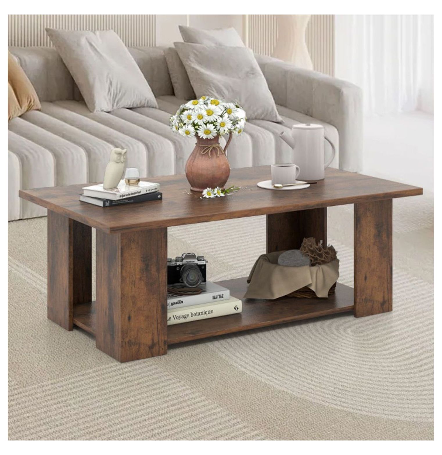 Modern Coffee Table with Storage, 41 Inch Wood Living Room Table with ...