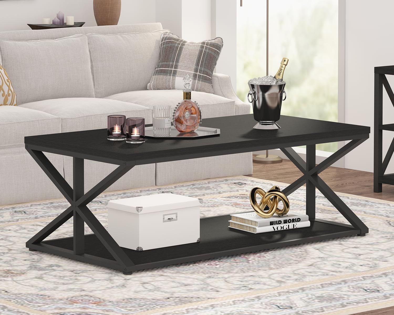 Modern Coffee Table with Storage, Farmhouse Living Room Table ...