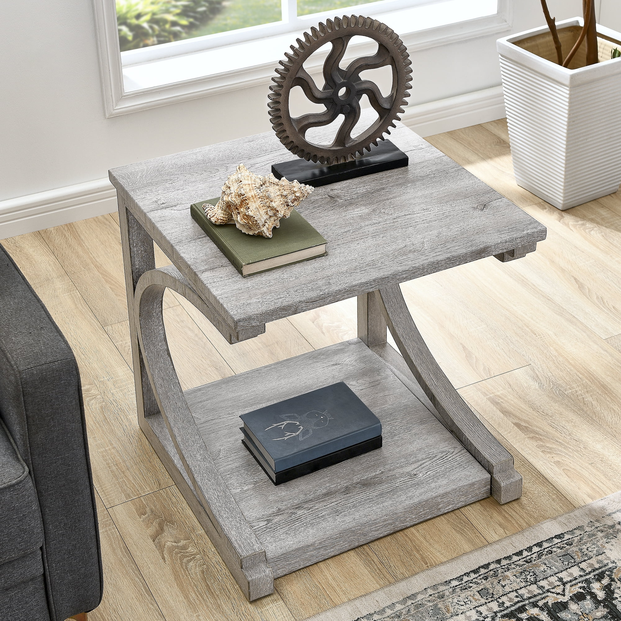 Modern Coffee Table with Storage, Solid Wood U-Shape Design, Multi-Use ...