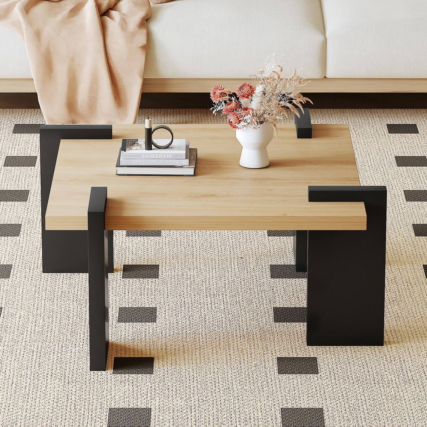 Modern Coffee Table for Living Room, Industrial Wooden Coffee Table ...