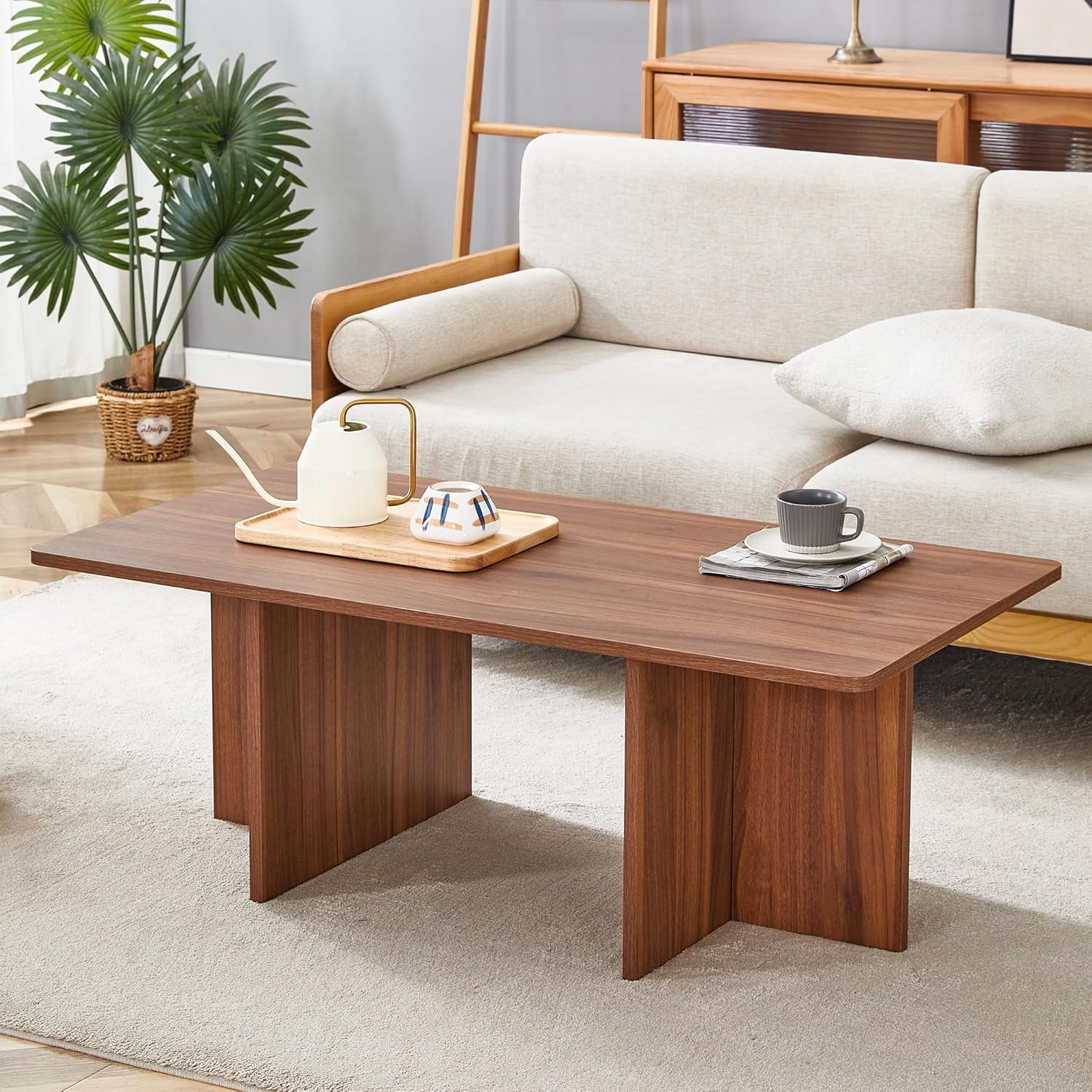 Modern Coffee Table for Living Room Walnut Wood Coffee Table Small ...