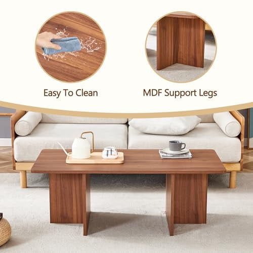 Modern Coffee Table for Living Room Walnut Wood Coffee Table Small ...