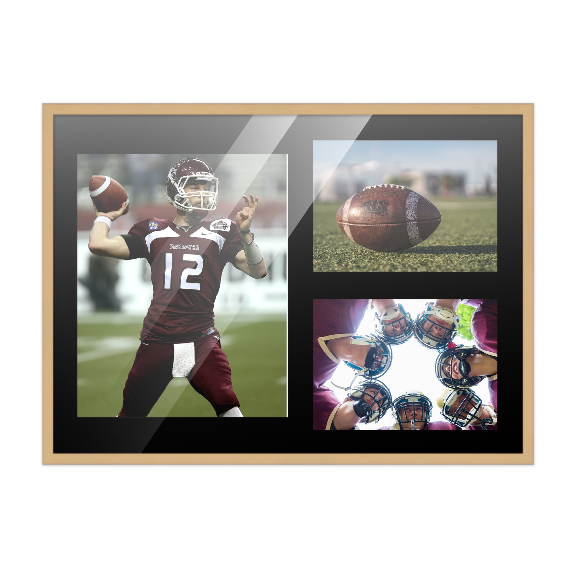 Natural Finish Collage Frame - Black Mat, Holds Three Photos - 8x10 ...