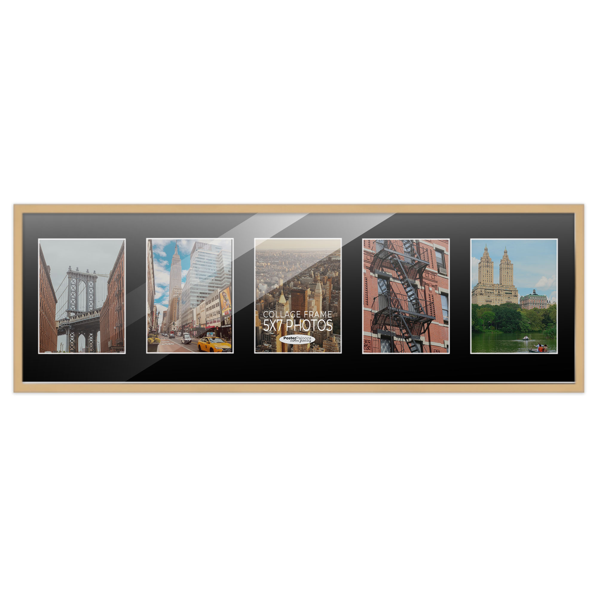 Modern Collage Picture Frames Wall Decor - 8.5x28.5 Natural Finish ...