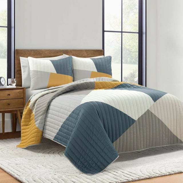 Modern Color Block Quilt Multi 3Pc Set King/Cal King - Walmart.com