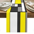 Modern Color Blocks Cotton Linen Table Runner Gray Yellow White ...
