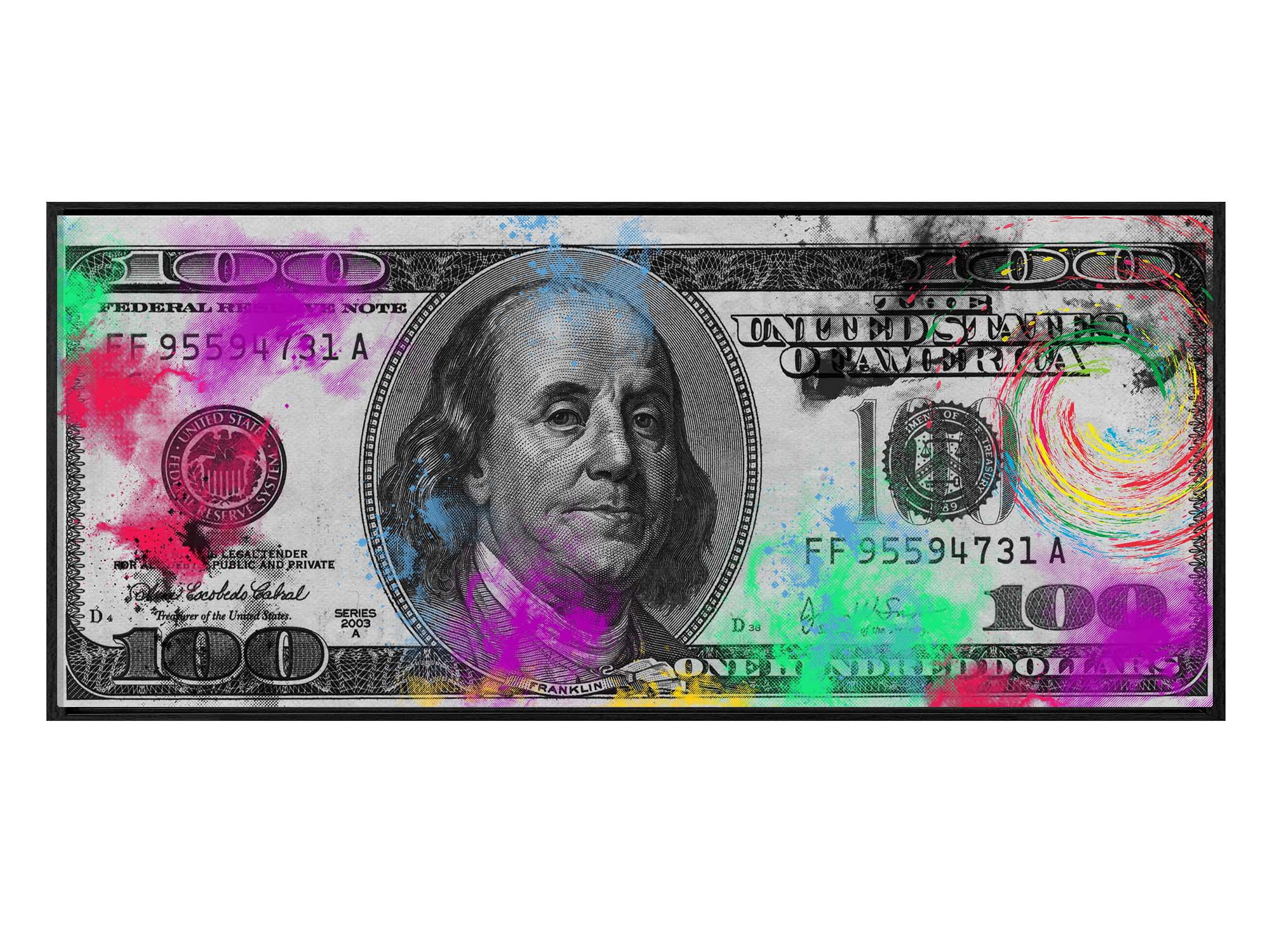 Modern Colorful Graffiti Style 100 Dollars Bill Wall Art Canvas Money ...