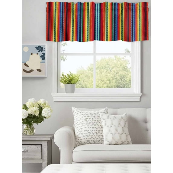 Modern Colorful Mexican Stripe Valances for Windows,Rod Pocket Valance ...