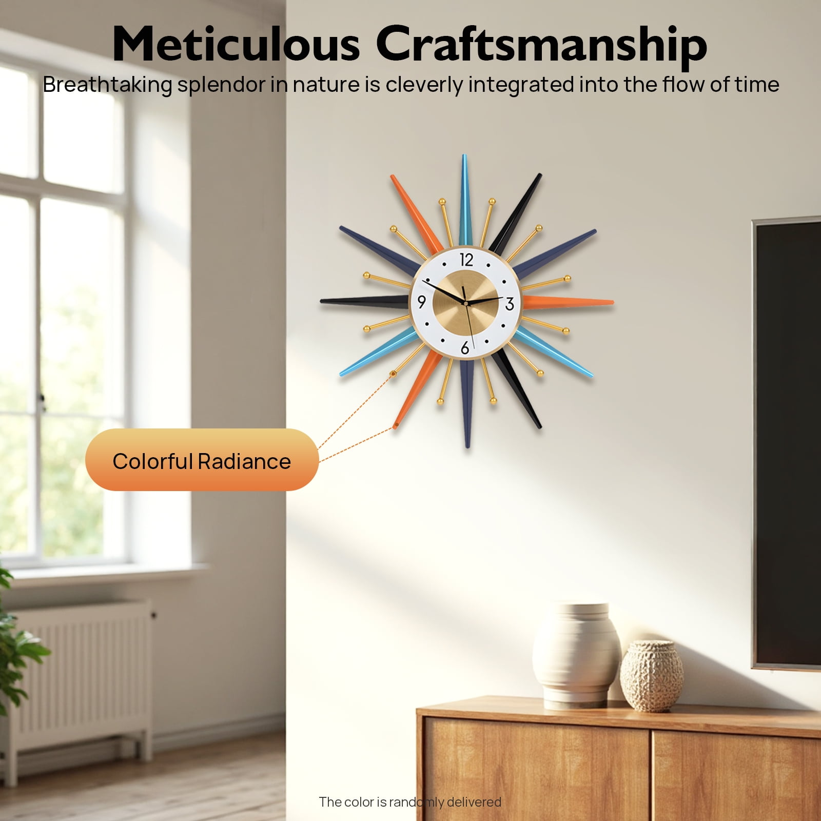 Modern Colorful Wall Clock Starburst Ball Clock Mid Century Festivel ...