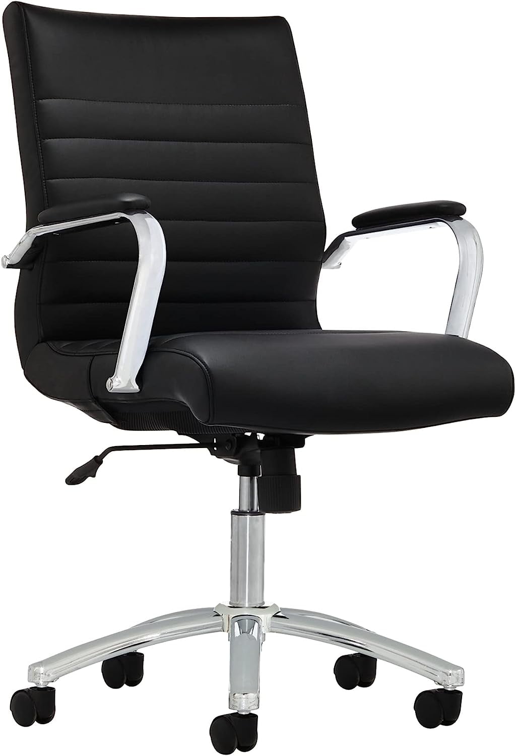 Modern Comfort Series Winsley Bonded Leather Mid-Back Chair, Black ...