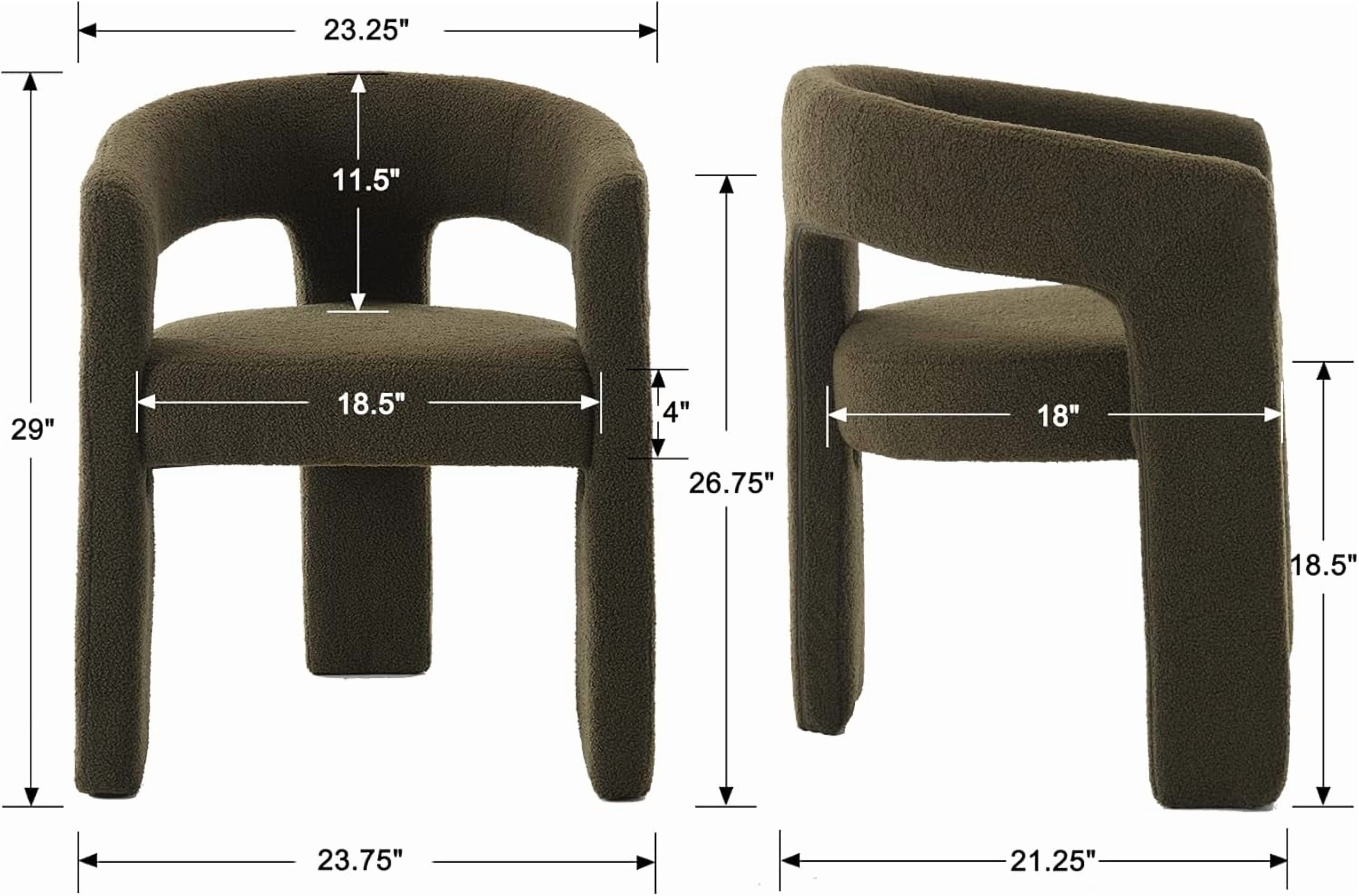 Modern Comfy Dining Room Chairs Set of 2 with Armrests - Green Sherpa ...