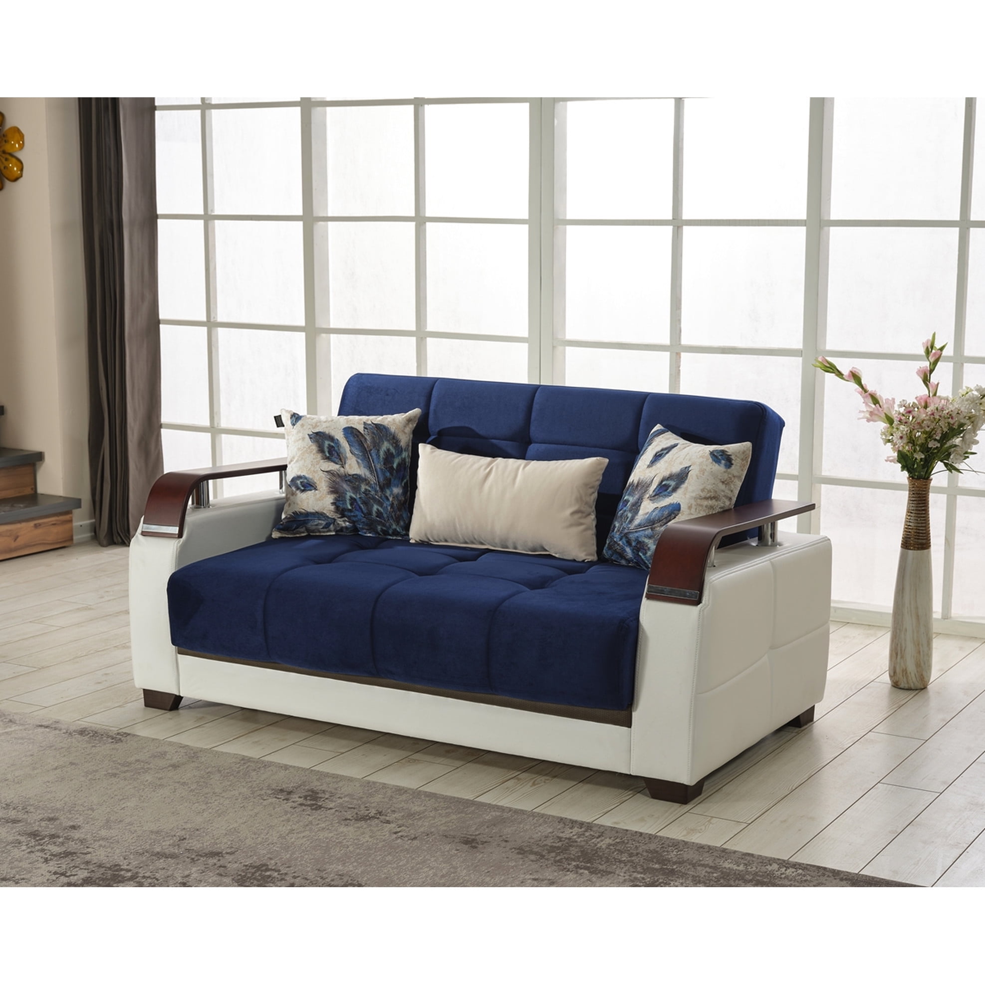 Modern Compact - Navy Solid Wood + Padded Arms For Extra Comfort Ideal ...
