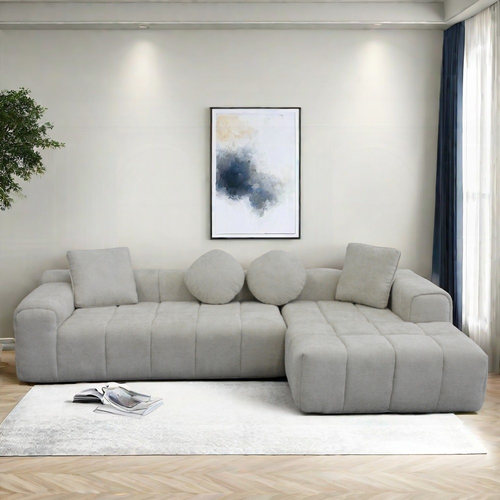 Modern Compressed Sofa with Sponge Foam Cloud Sectional, Beige, No ...