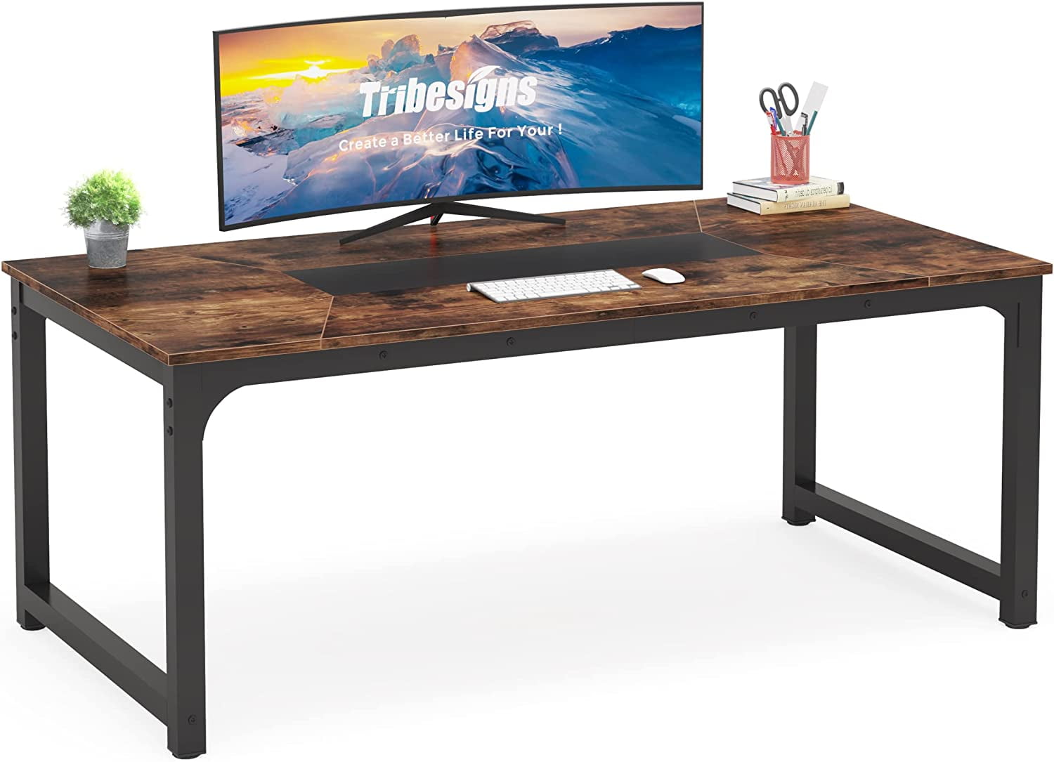 Modern Computer Desk, 70.8 x 35.4 inch Large Executive Office Desk ...