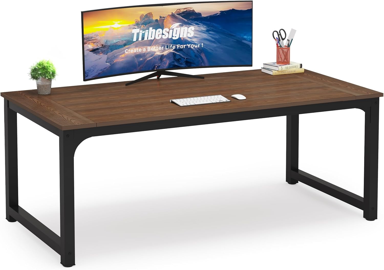 Modern Computer Desk, 70.8 x 35.4 inch Large Executive Office Desk ...