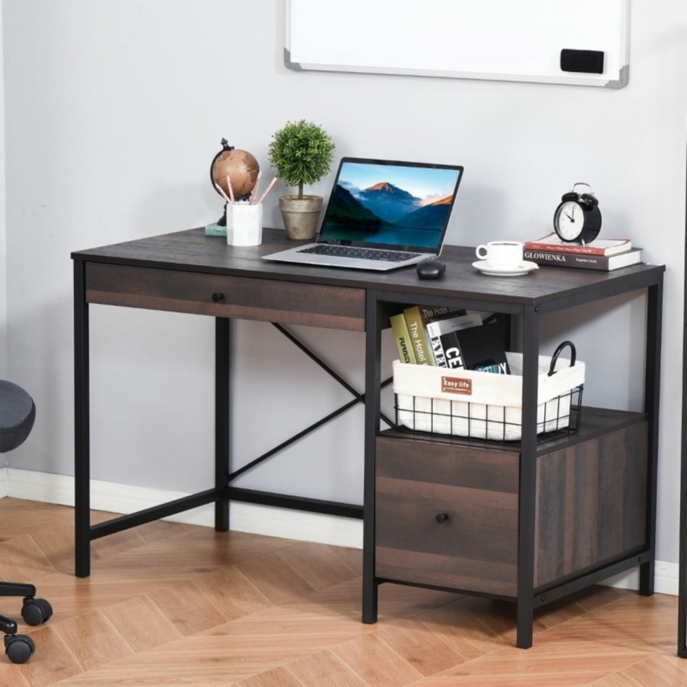 Modern Computer Desk with Drawer and File Organizer,Executive Office ...