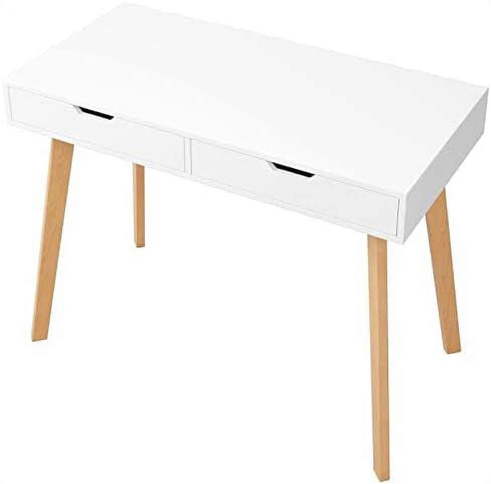 Modern Computer Desk With Drawers, Small White Writing Laptop Desk ...