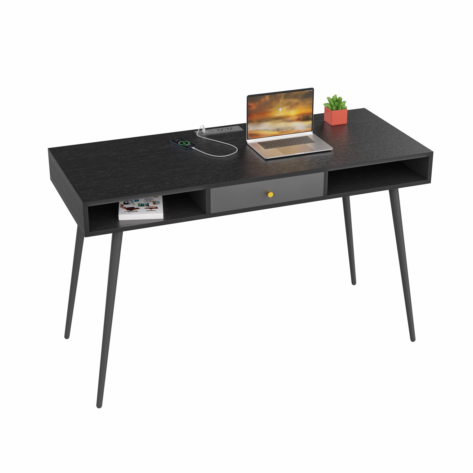 Modern Computer Desk With USB Ports And Power Outlet, Drawer Writing ...