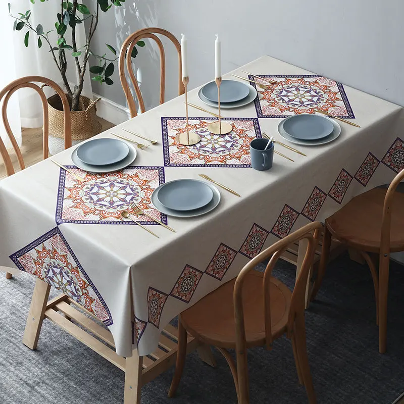 Modern Concise Pattern Waterproof Rectangular Polyester Tablecloth Home ...