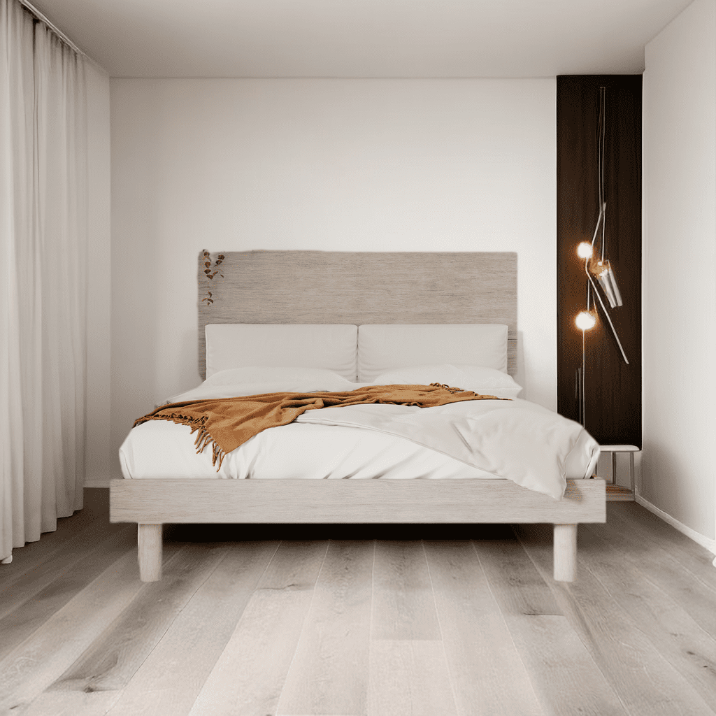 Modern Concise Style Solid Wood Grain Platform Bed Frame, Full, Stone ...