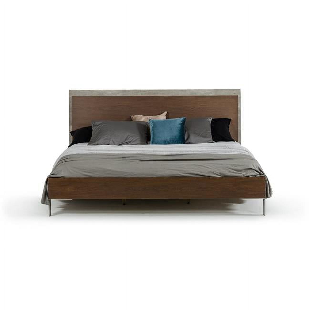 Modern Concrete Bed, Dark Walnut - Queen - Walmart.com