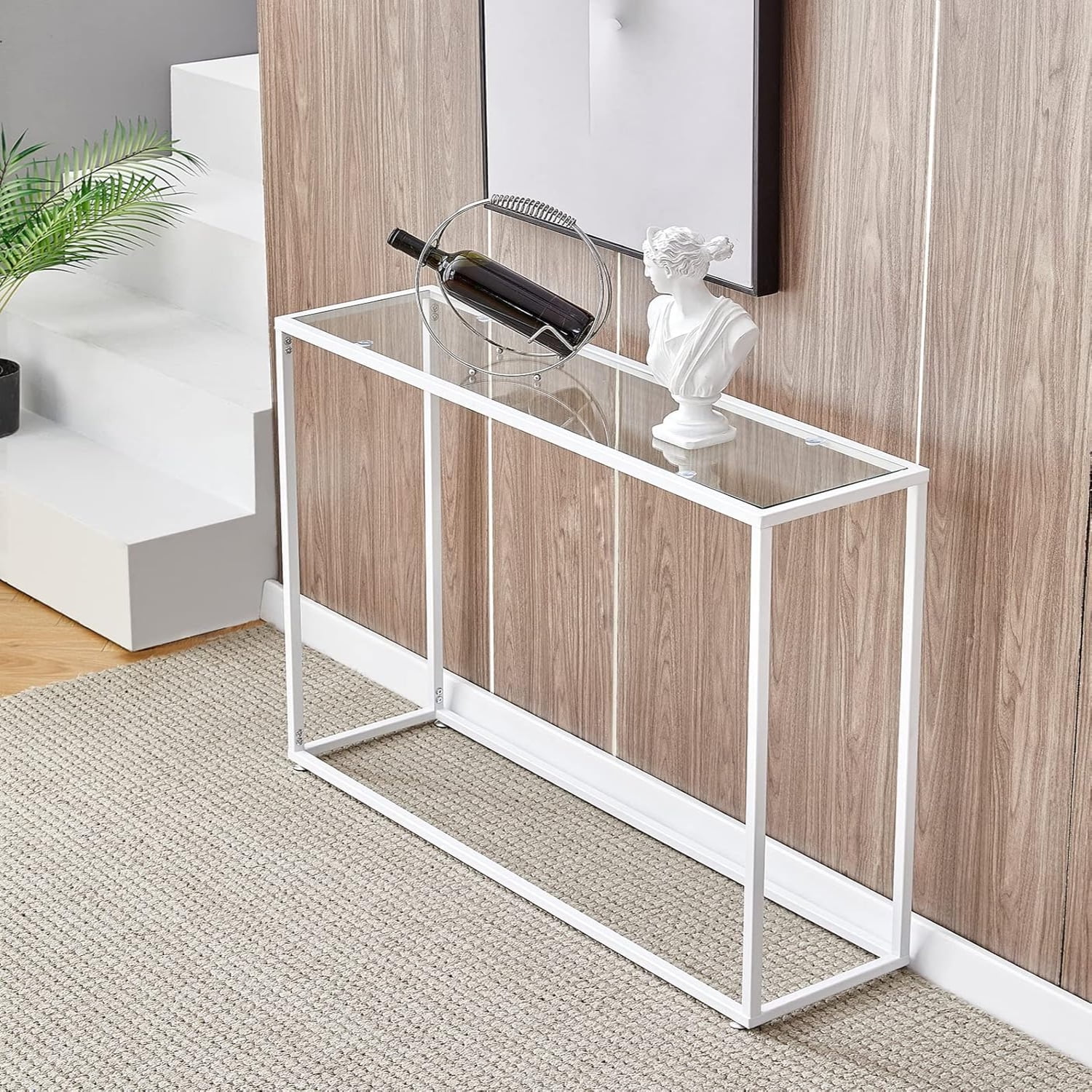 Modern Console Faux Marble Sofa Tables Narrow Open Hallway Sofa ...