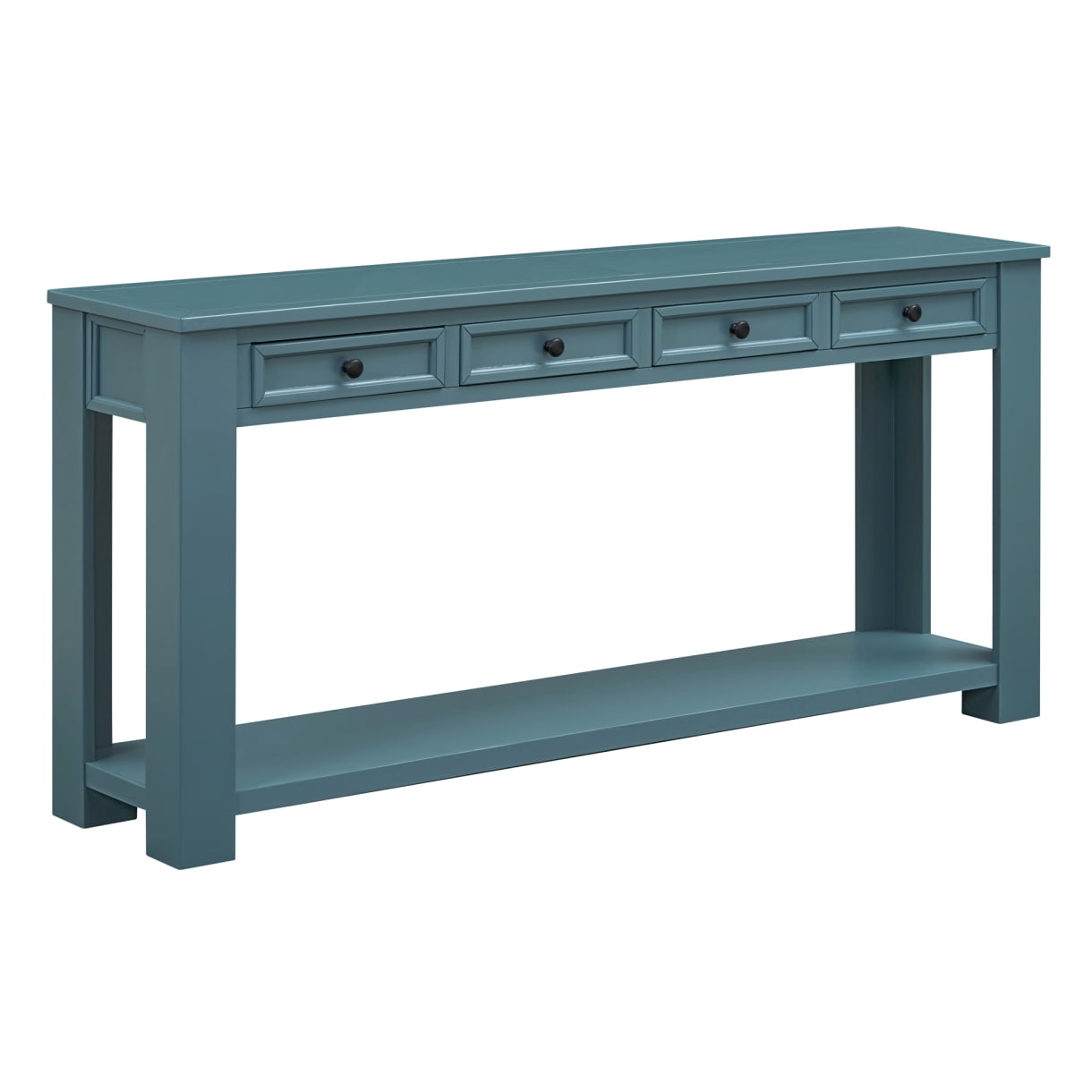 Modern Console Table with 4 Drawers, Wooden Sofa Table with Bottom ...