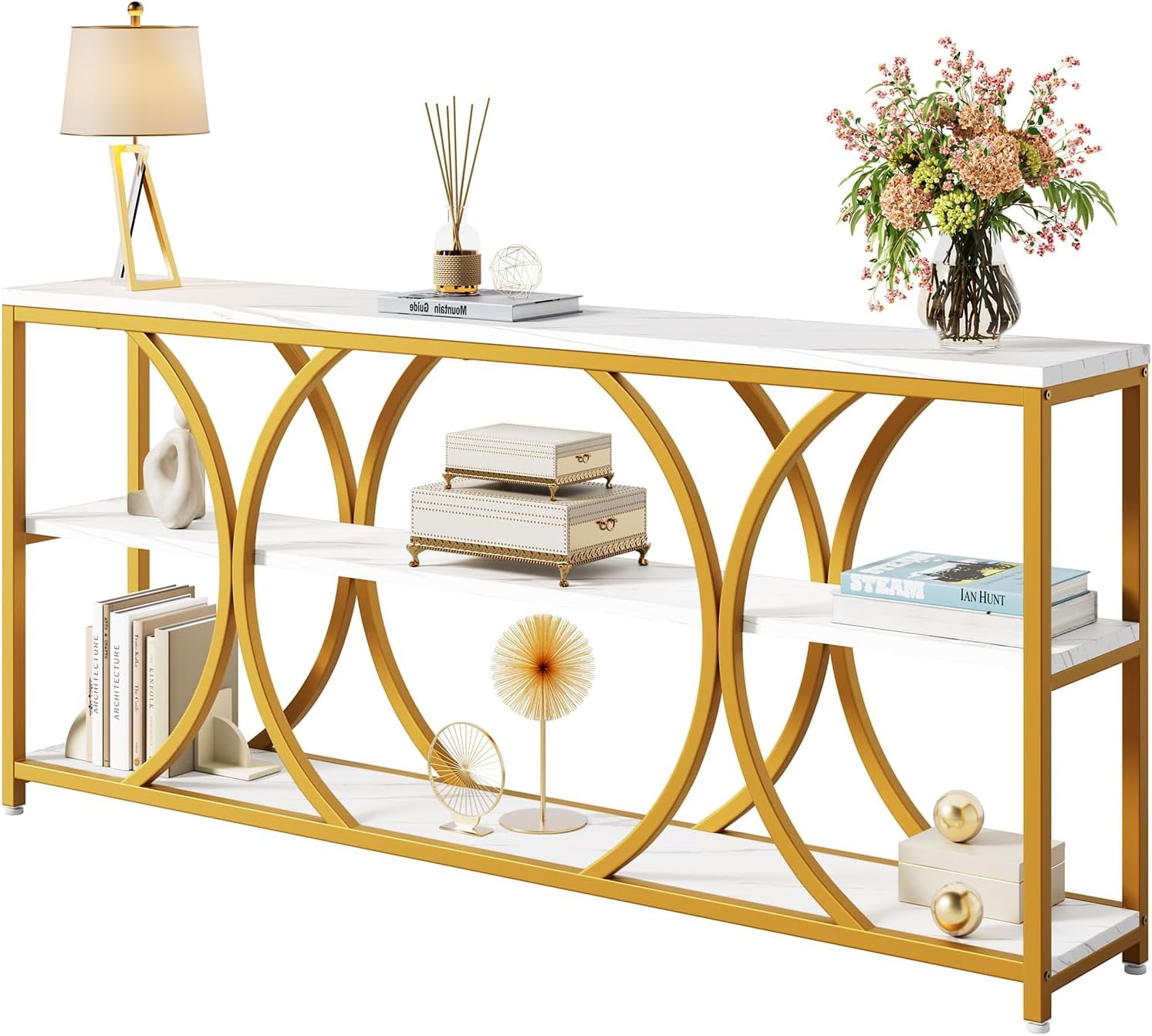 Modern Console Table,70.8 Inch Extra Long Entryway Table with 3 Tier ...