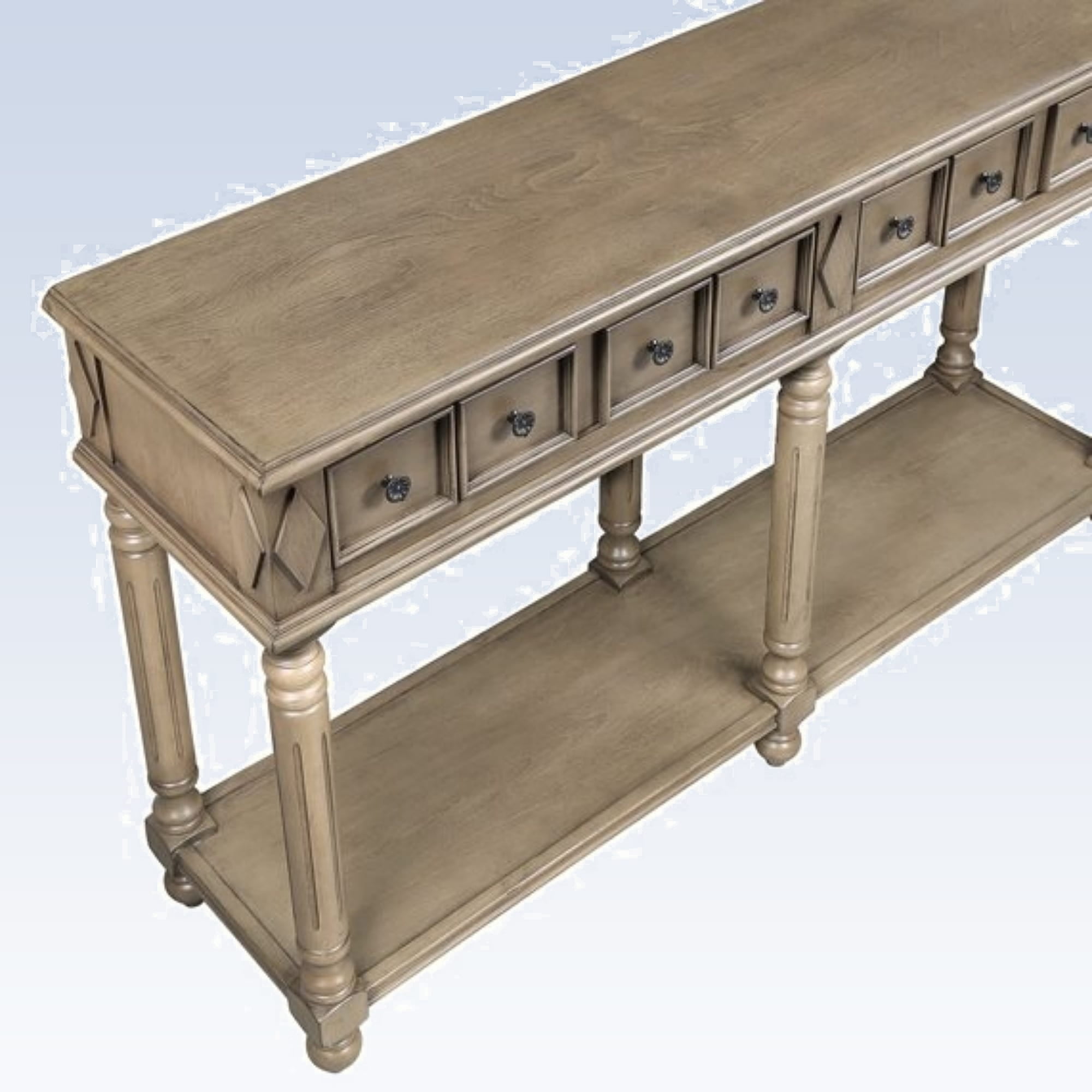 Modern Console Table Entryway Table with Drawers and Shelf Rustic Brown ...